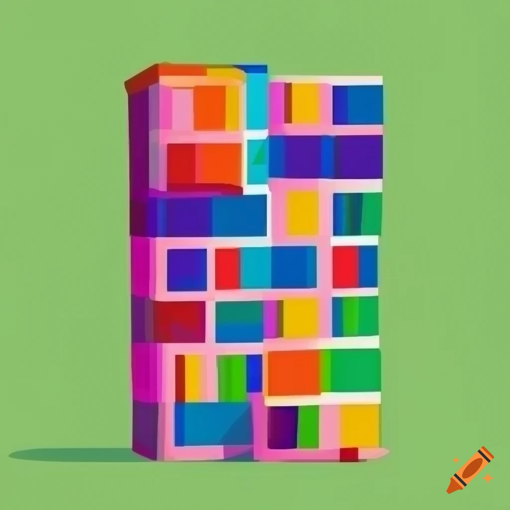 Boldly illustrated tower block art on Craiyon