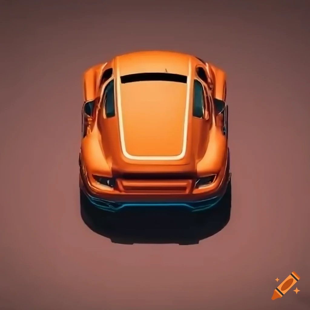 Video game screenshot of an orange porsche racing in the city