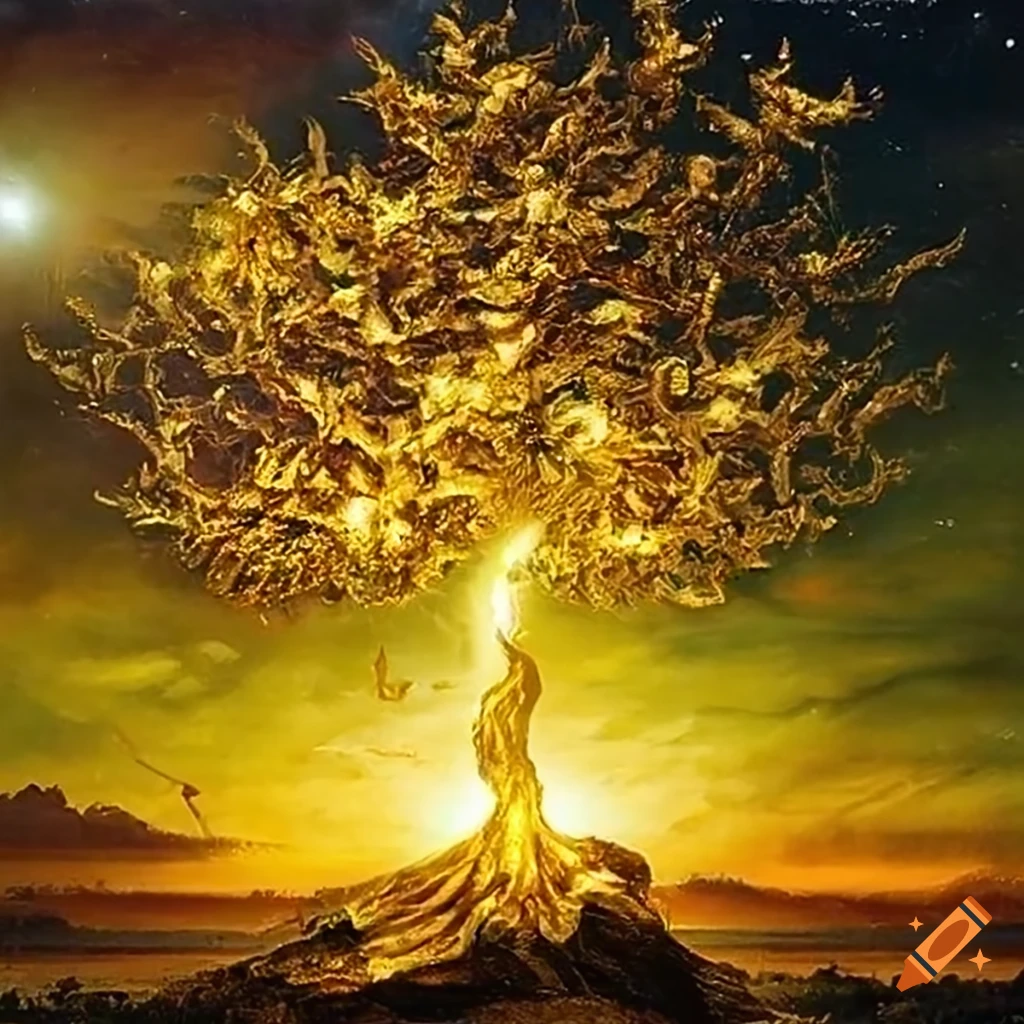 Surreal gold bonsai art by Greg Rutkowski on Craiyon