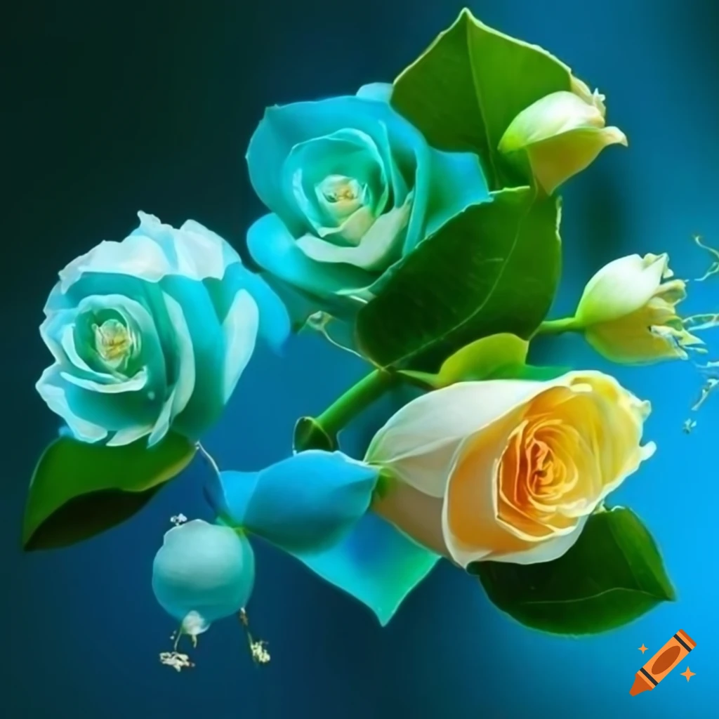 Vibrant collage of jasmine, muguet, and rose on Craiyon