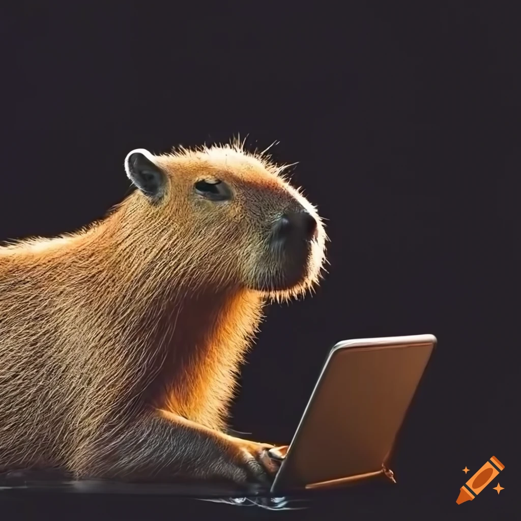 Capybara using a laptop on Craiyon