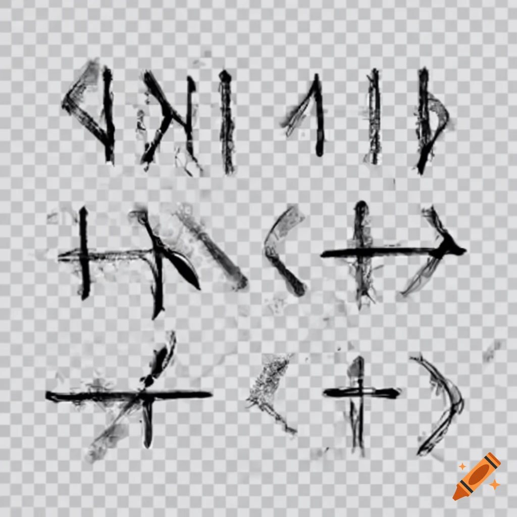 Transparent background with white runes symbols