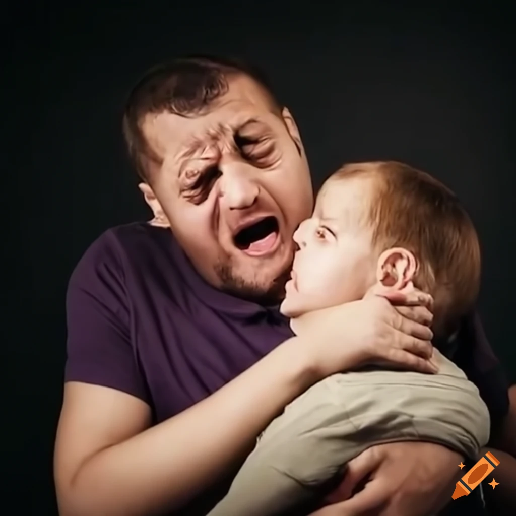 Emotional father and son scene during a prison visit on Craiyon