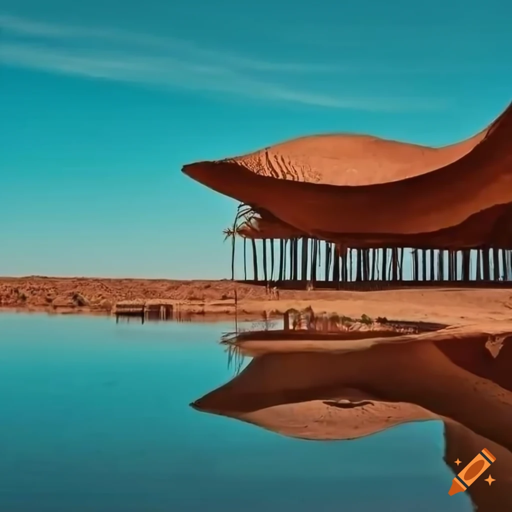 Research facility in the middle of the desert surrounded by lush ...