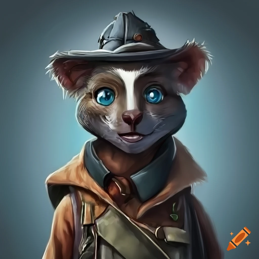 Anthropomorphic skunk adventurer artwork on Craiyon