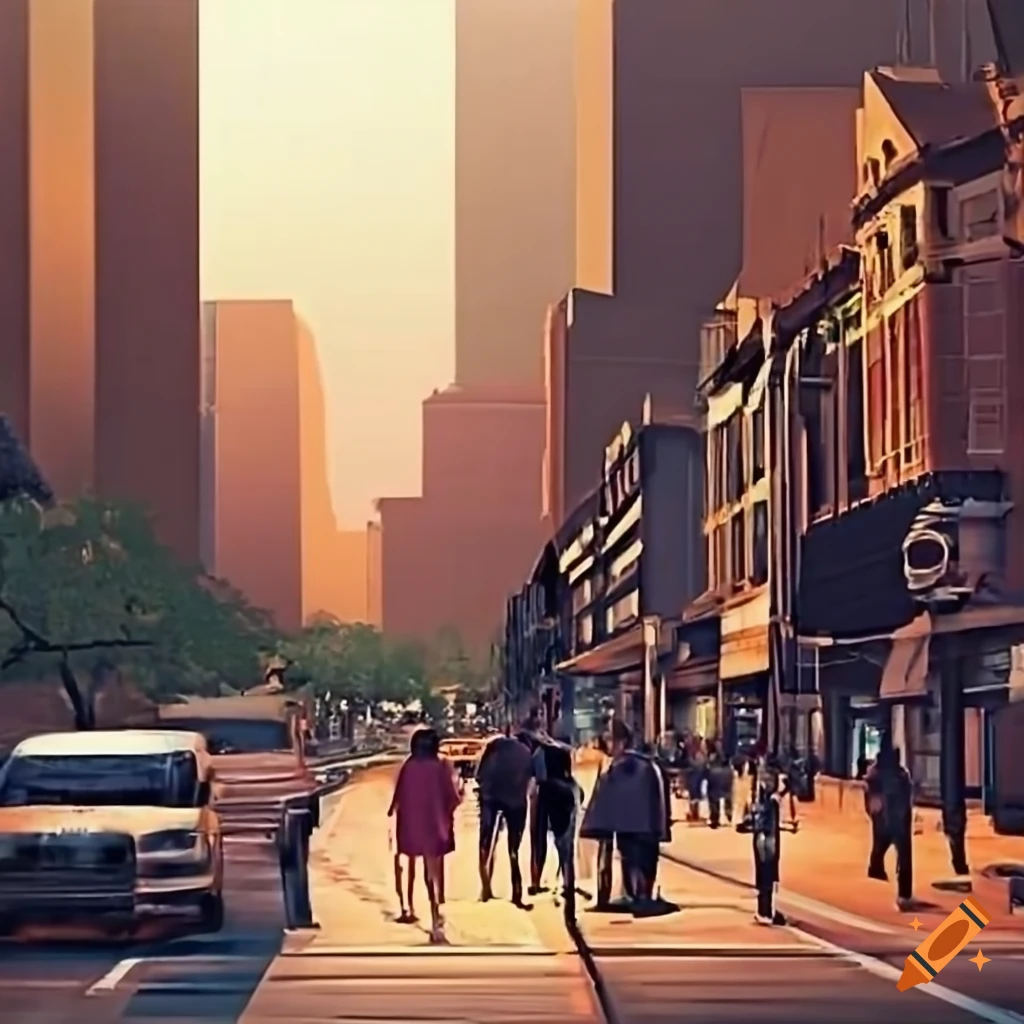 Realistic depiction of a walkable city with shops and apartments