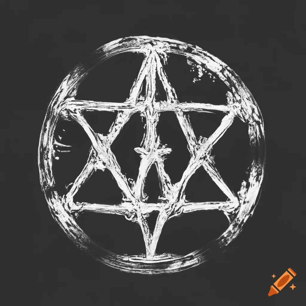 Black and white spellcasting symbol on Craiyon