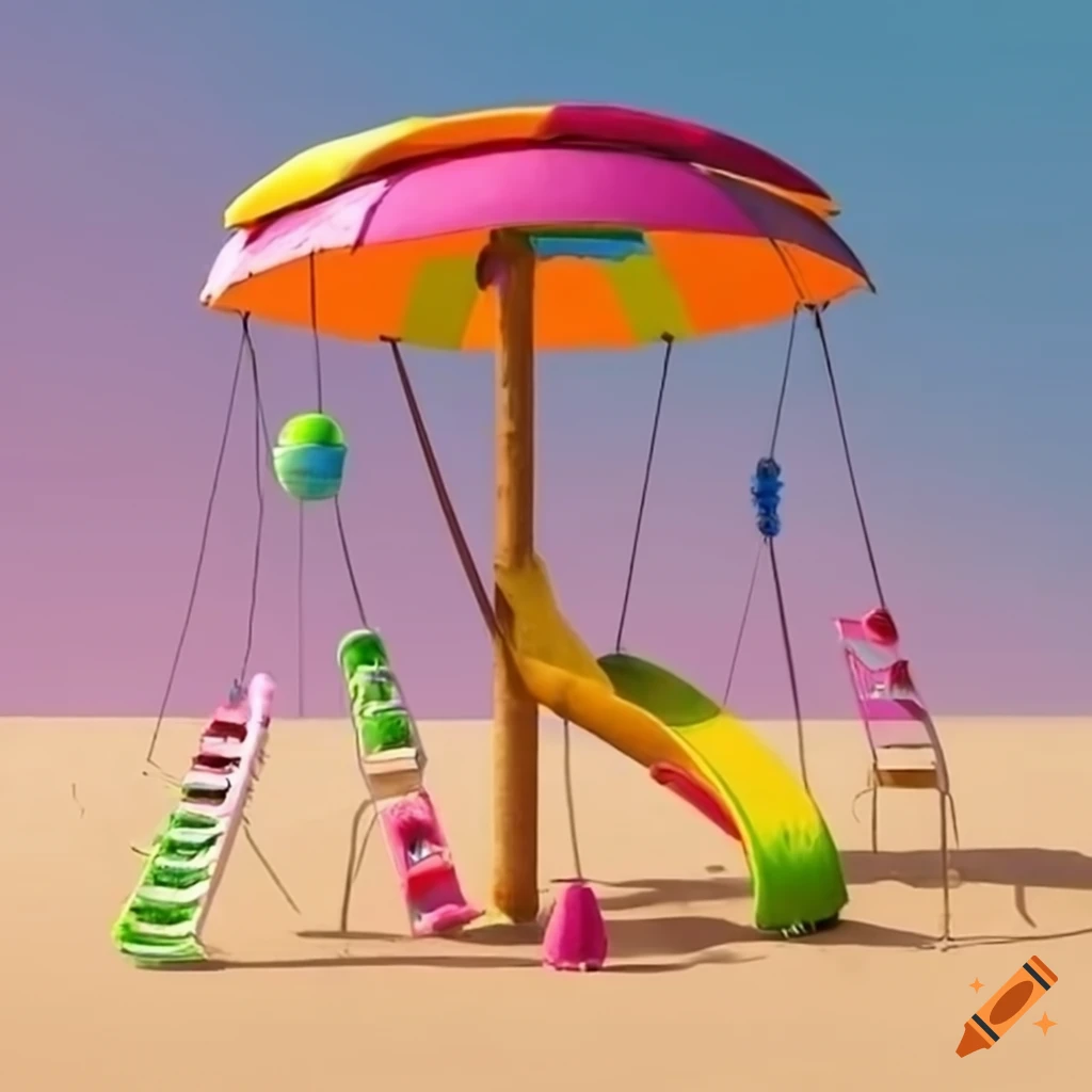 Surrealist and colorful playground on Craiyon