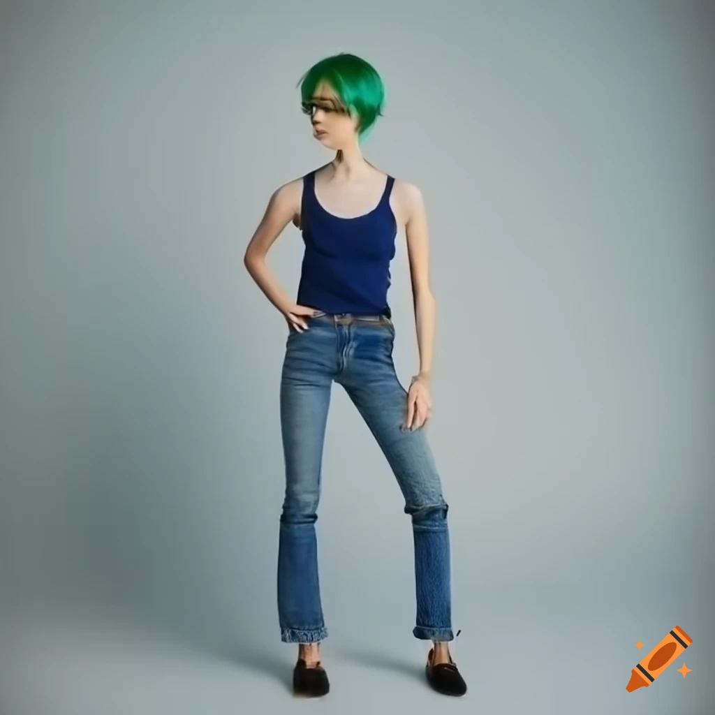 Fashionable Irish girl with pixie haircut and green hair on Craiyon