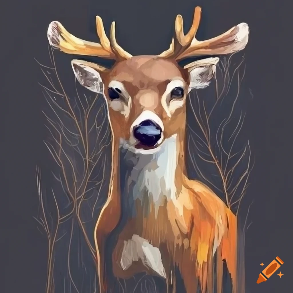 Sketch of deer eating acorn on Craiyon