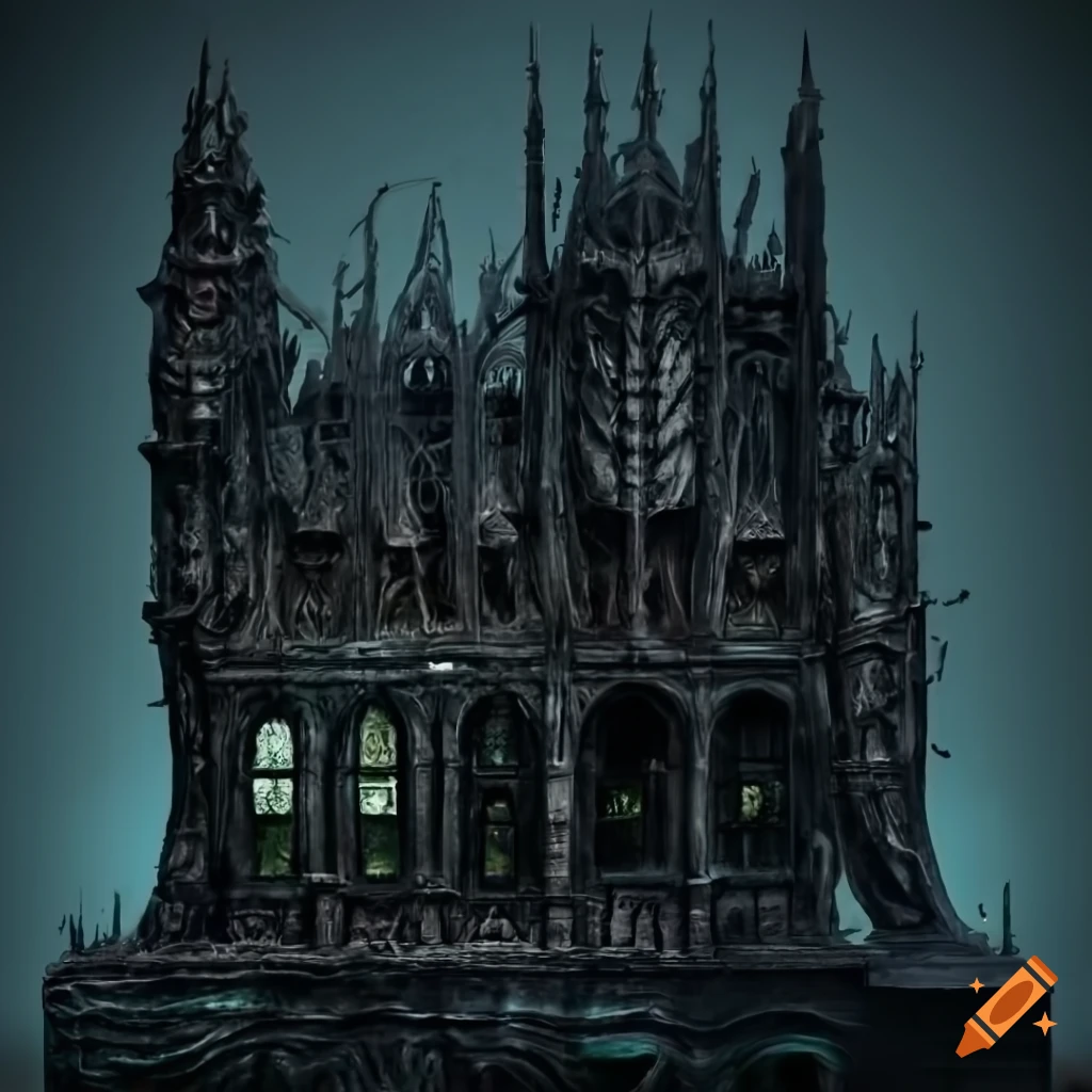 Demonic cyber texture on a gothic building on Craiyon