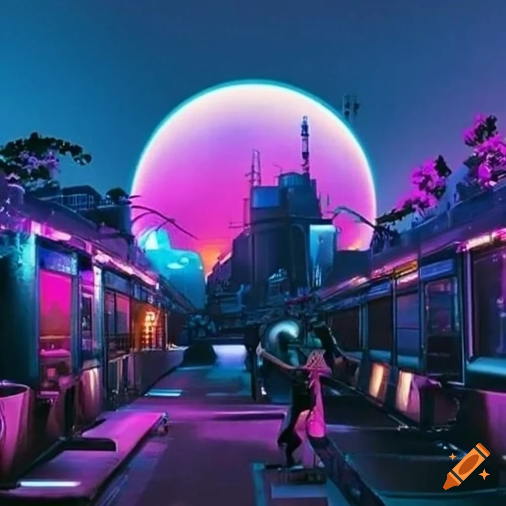 Chillwave panorama with pop culture references on Craiyon