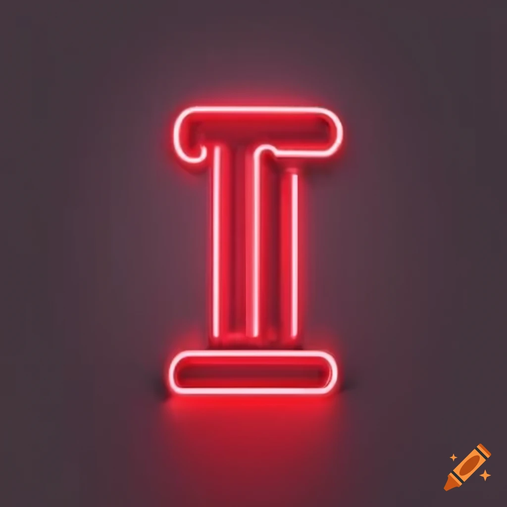 Red neon futuristic letter i logo