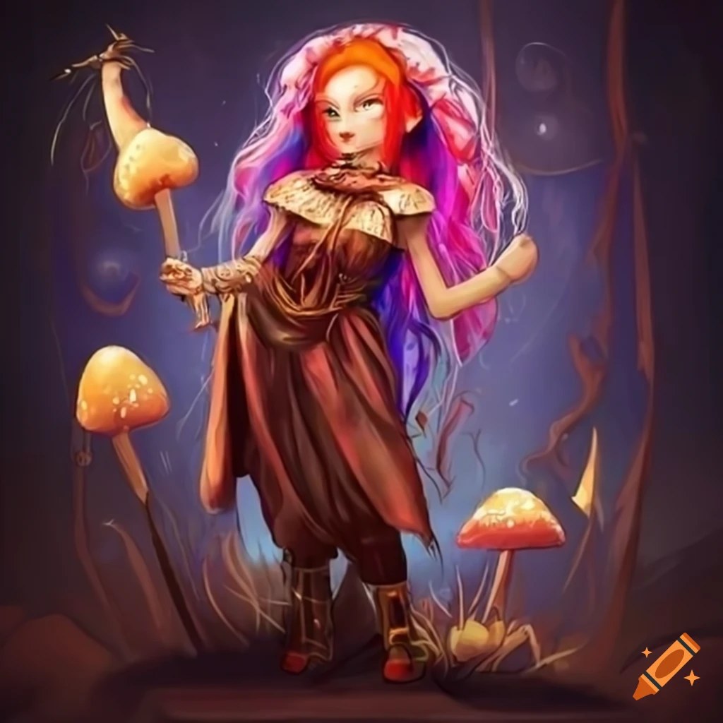 Illustration of a girl sorcerer casting a colorful spell on Craiyon