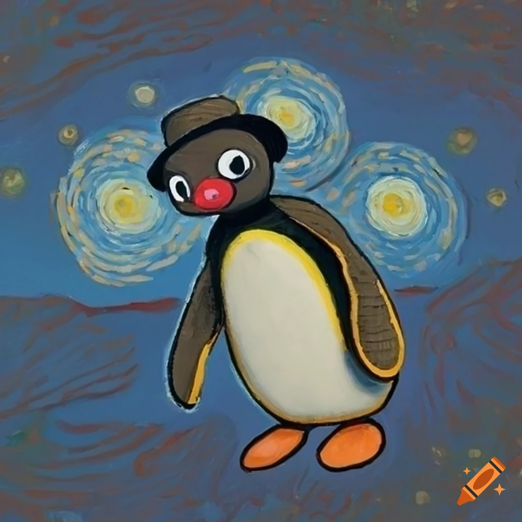 Pingu wearing a bucket hat on Craiyon