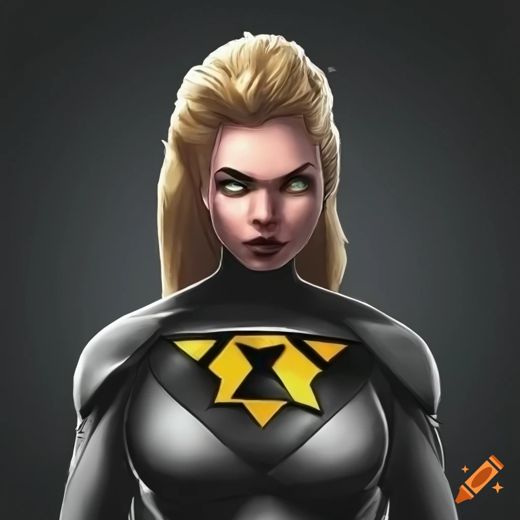 Symmetrical female superhero illustration on Craiyon