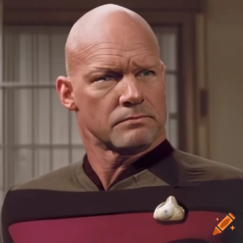 Satirical mashup of stone cold steve austin as jean luc picard on Craiyon