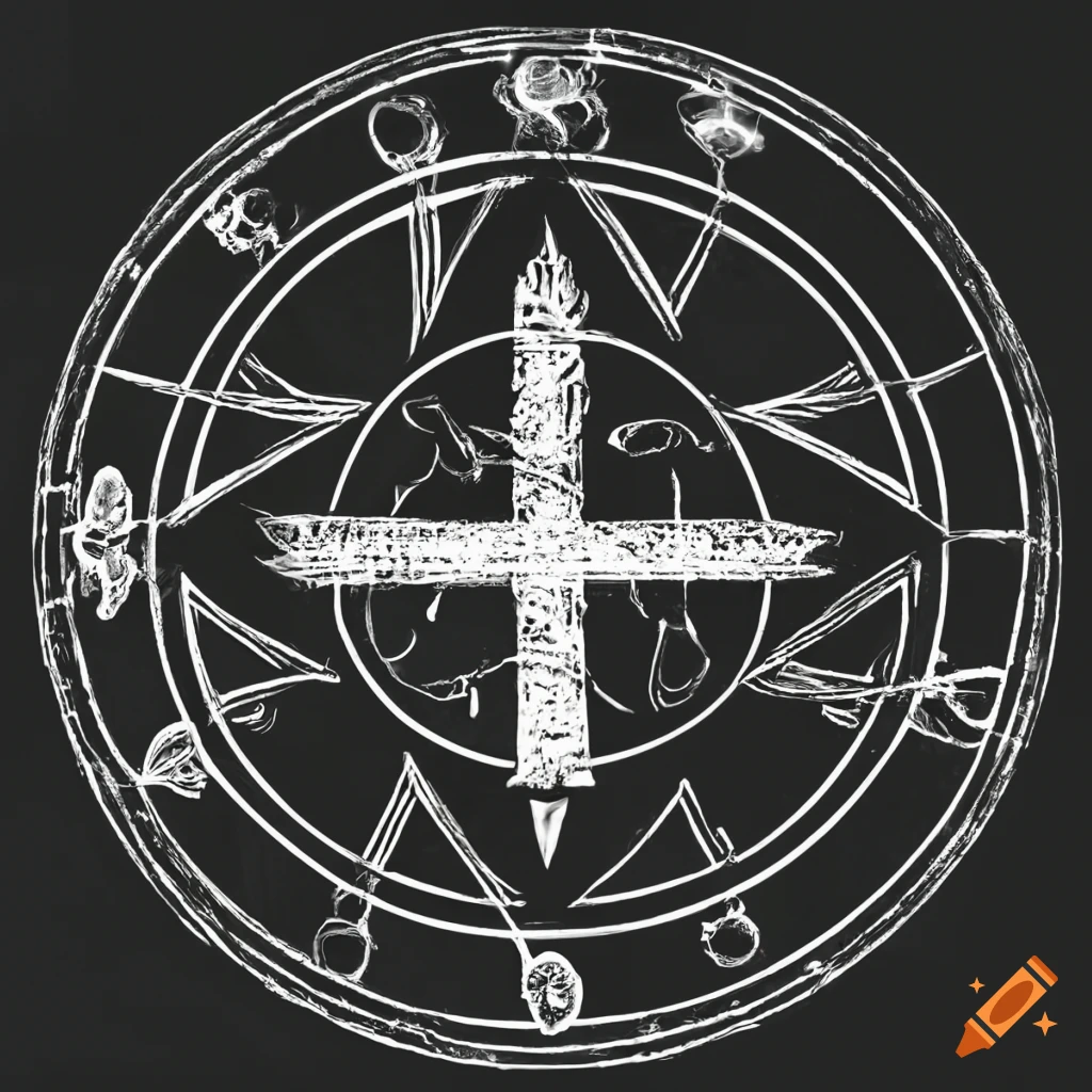 White earth spellcasting symbol on black background