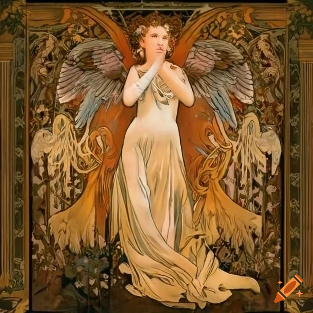 Two angels sitting together in a beautiful nature scene on Craiyon