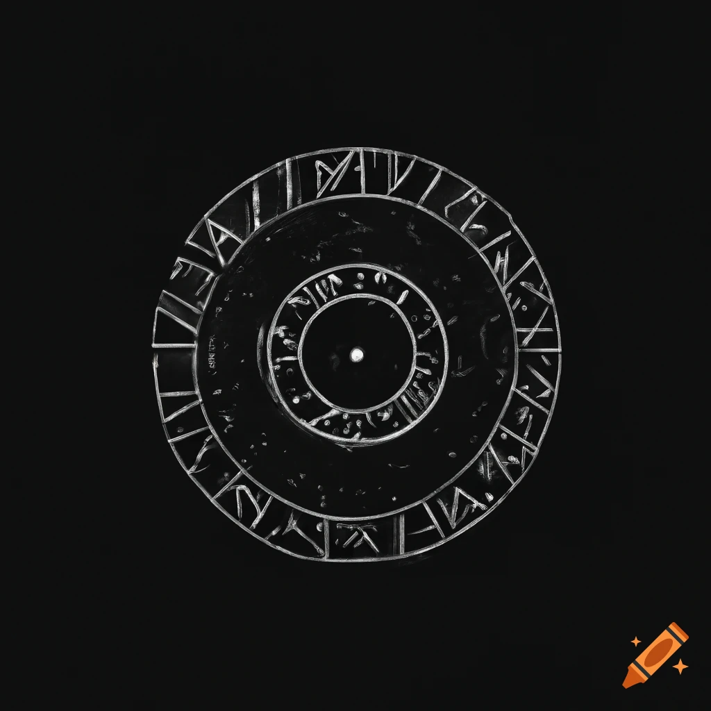 Black and white magic circle on white background