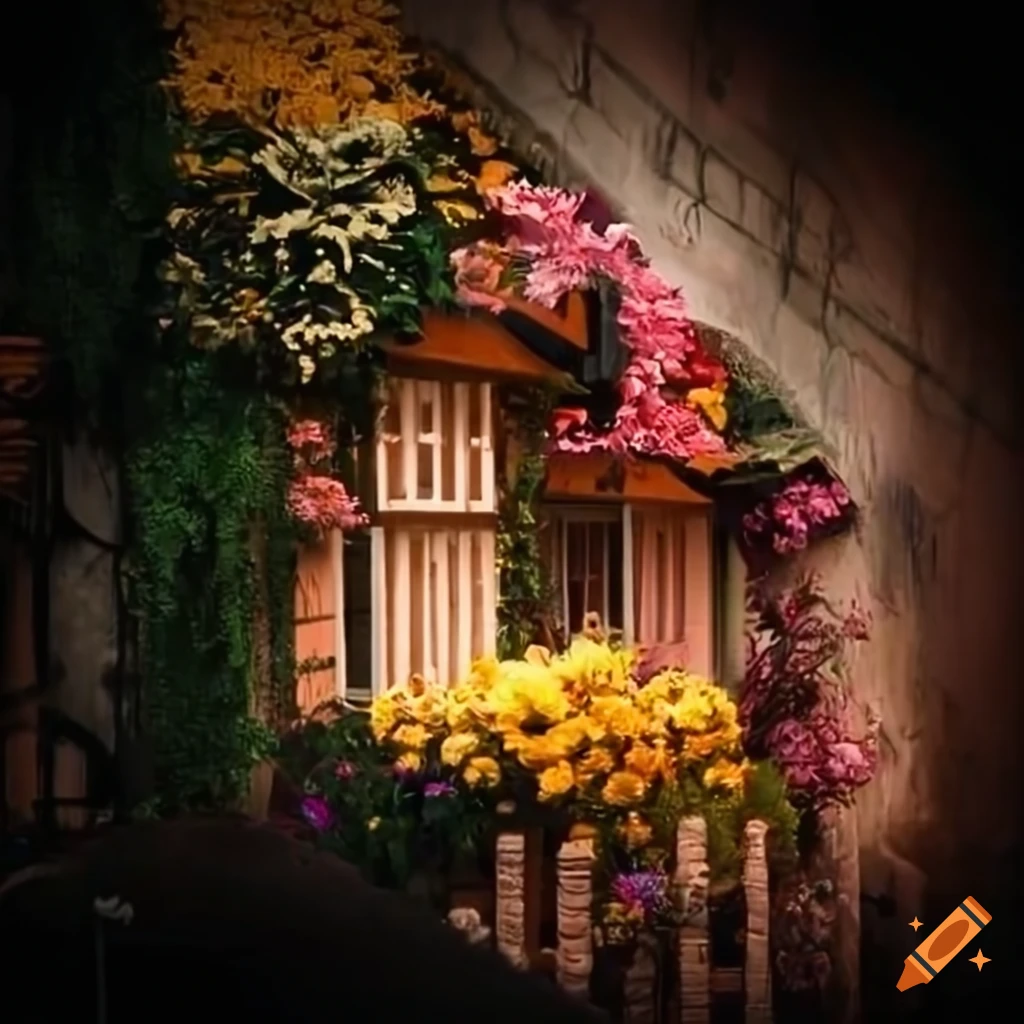 Colorful houses with blooming flowers