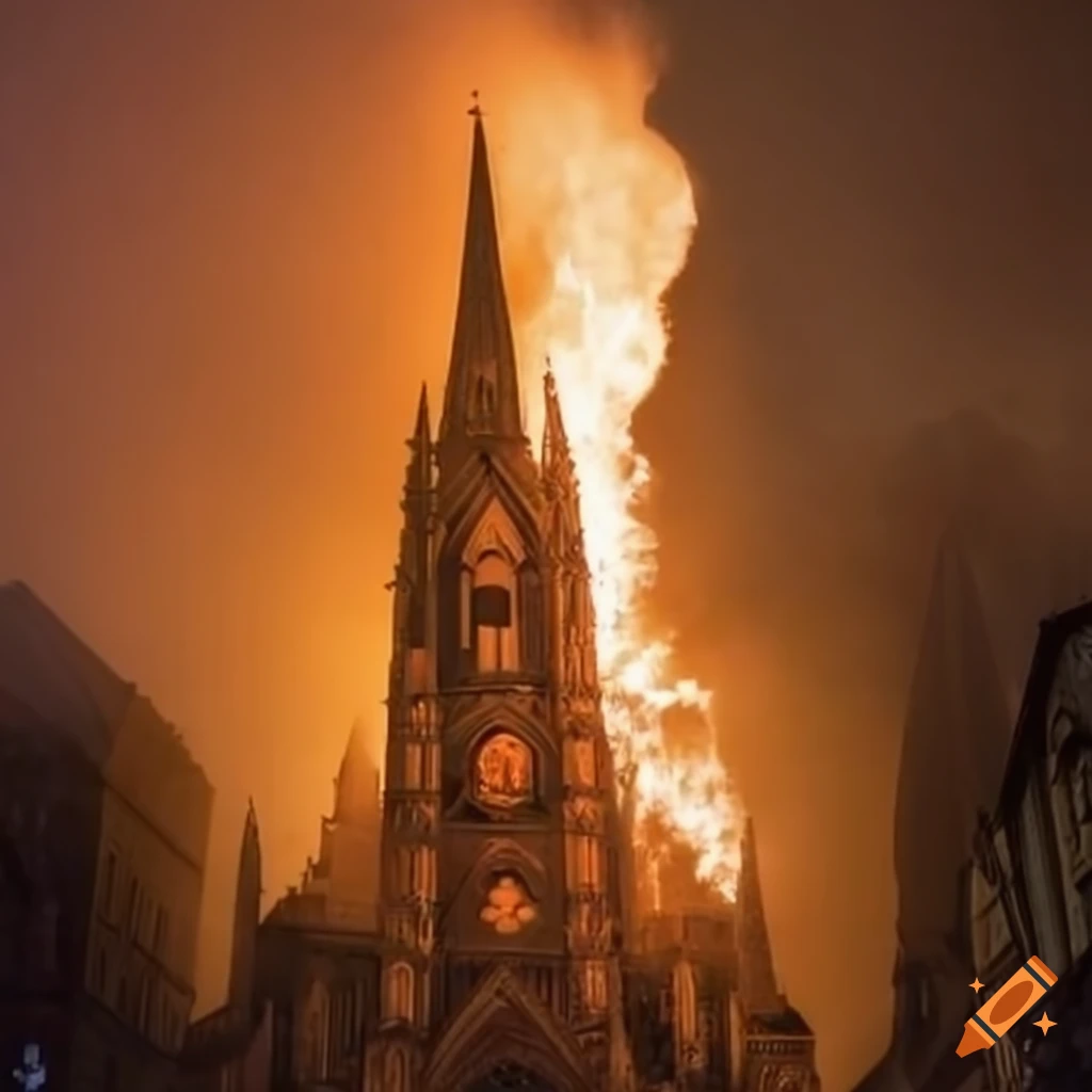Burning cathedral on Craiyon