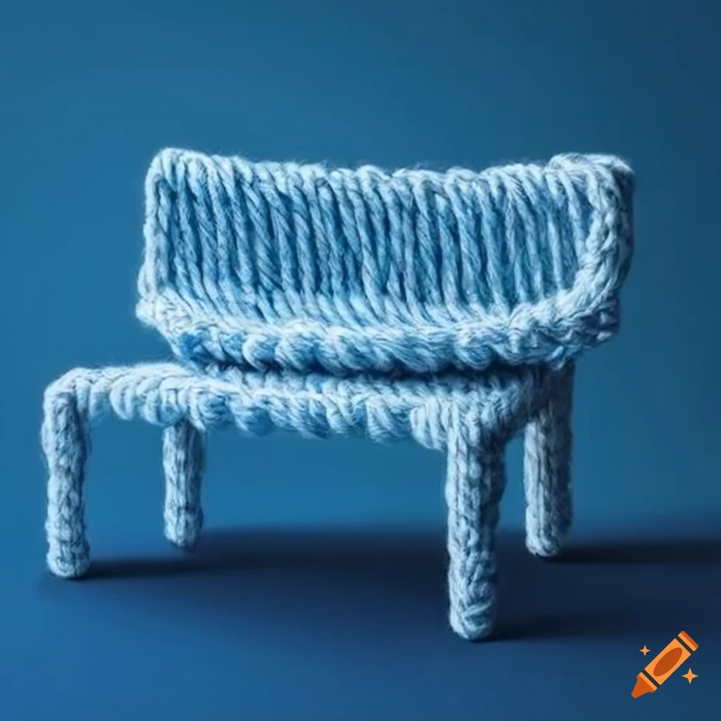 Blue and white gradient yarn bench on Craiyon