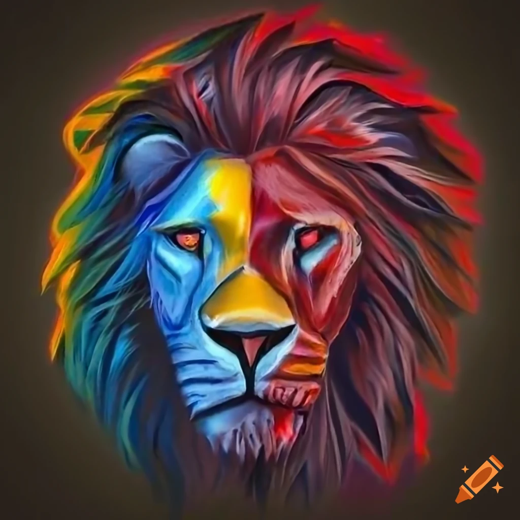 Lion vaping with ukrainian flag colored smoke in gaming style on Craiyon