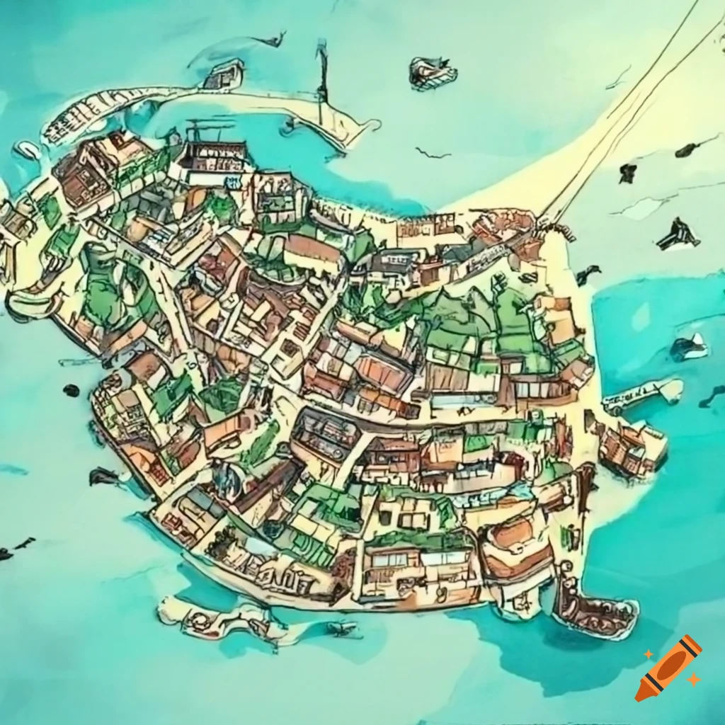 Detailed town map on Craiyon