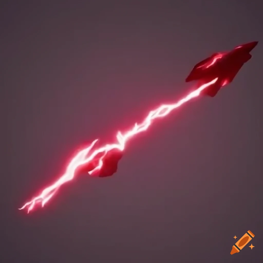 Red-pink lightning fireball arrow in Unreal Engine 5 on Craiyon