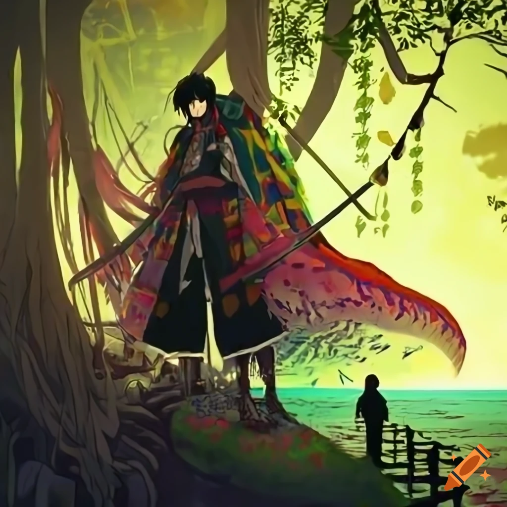 Artwork of a japanese ninja prince warrior in a mystical forest on Craiyon