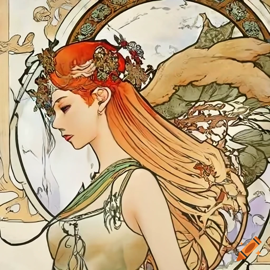 Zelda landscape artwork inspired by alphonse mucha on Craiyon