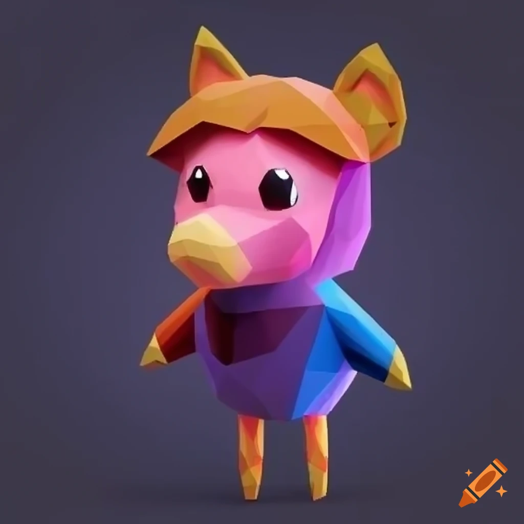 Low poly cartoon animals for video game on Craiyon