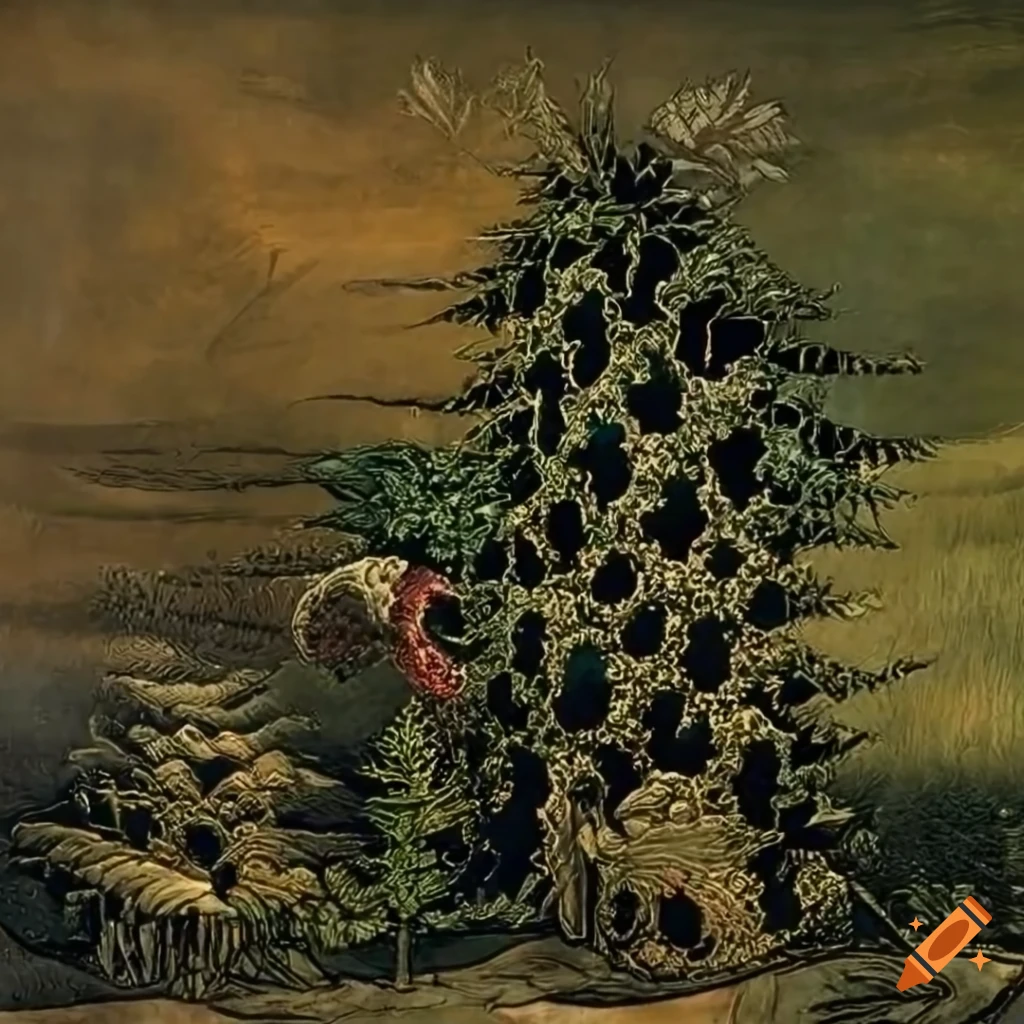 Surreal artwork with honeycombs and geometric patterns