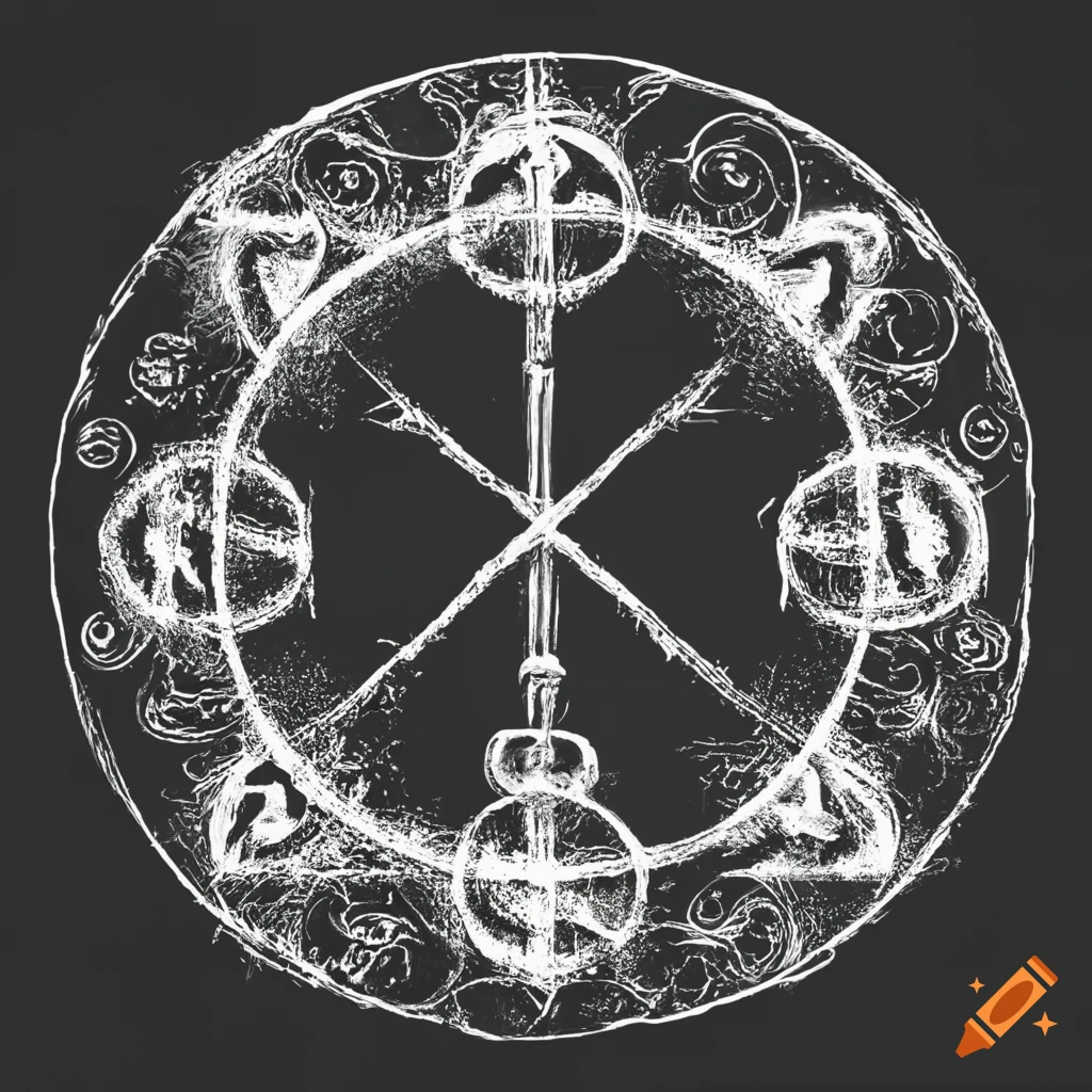 Black and white spellcasting symbol on Craiyon