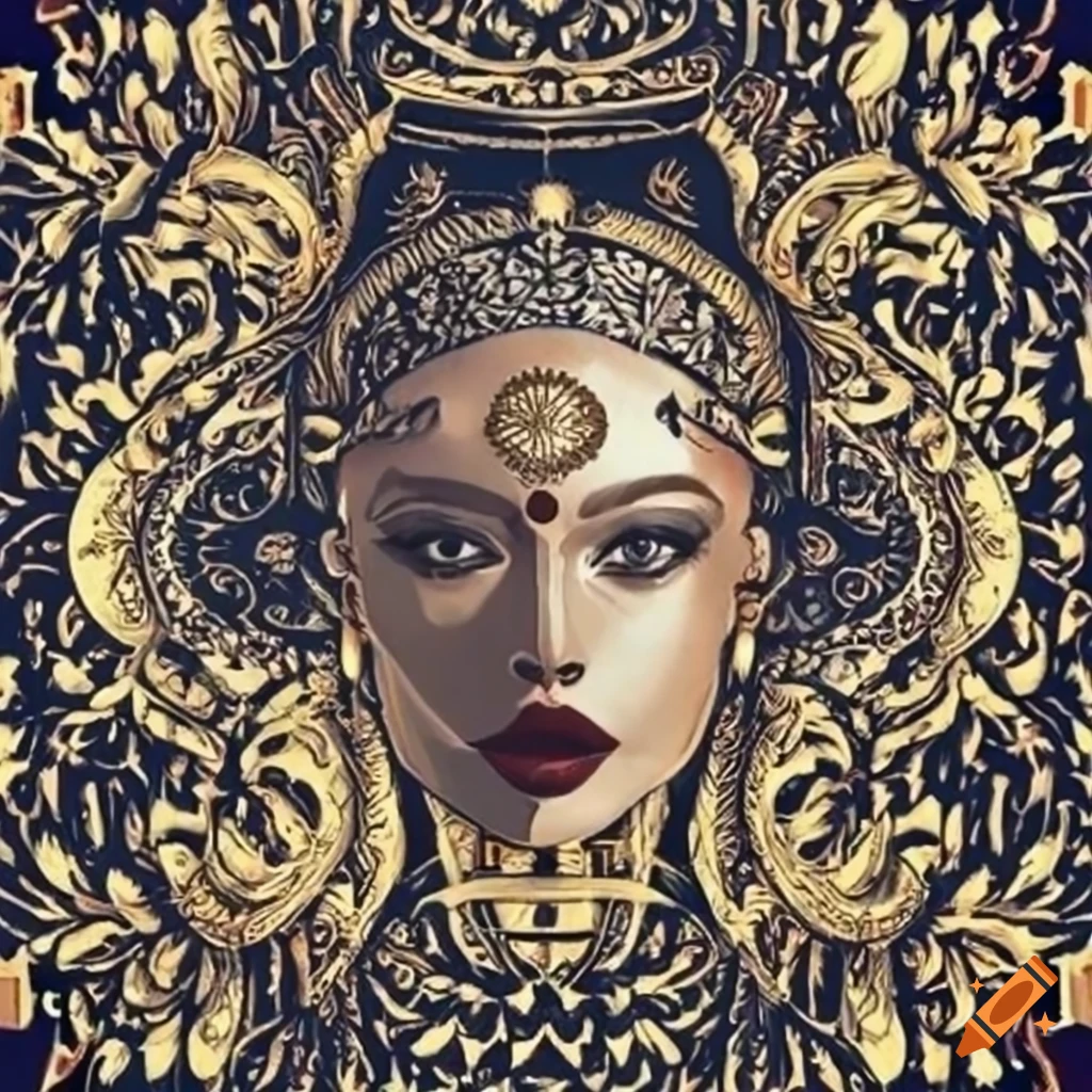 Digital illustration of a gold design on Craiyon