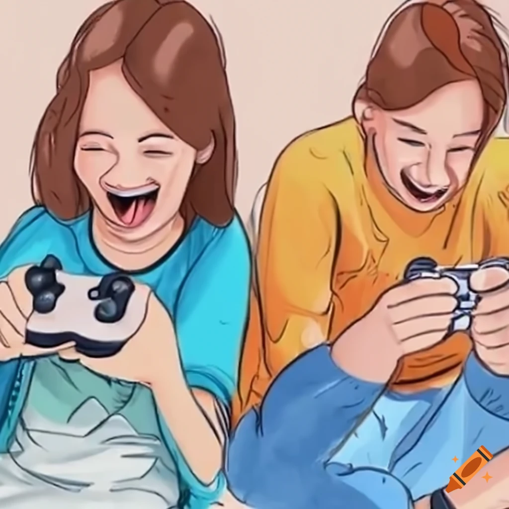 Friends having fun playing video games