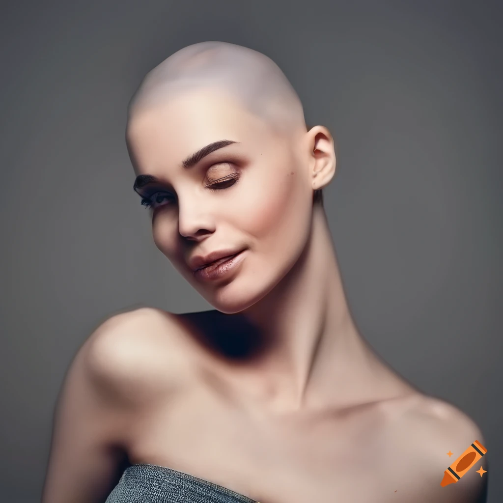 Portrait Of A Confident Young Woman With A Shaved Head On Craiyon