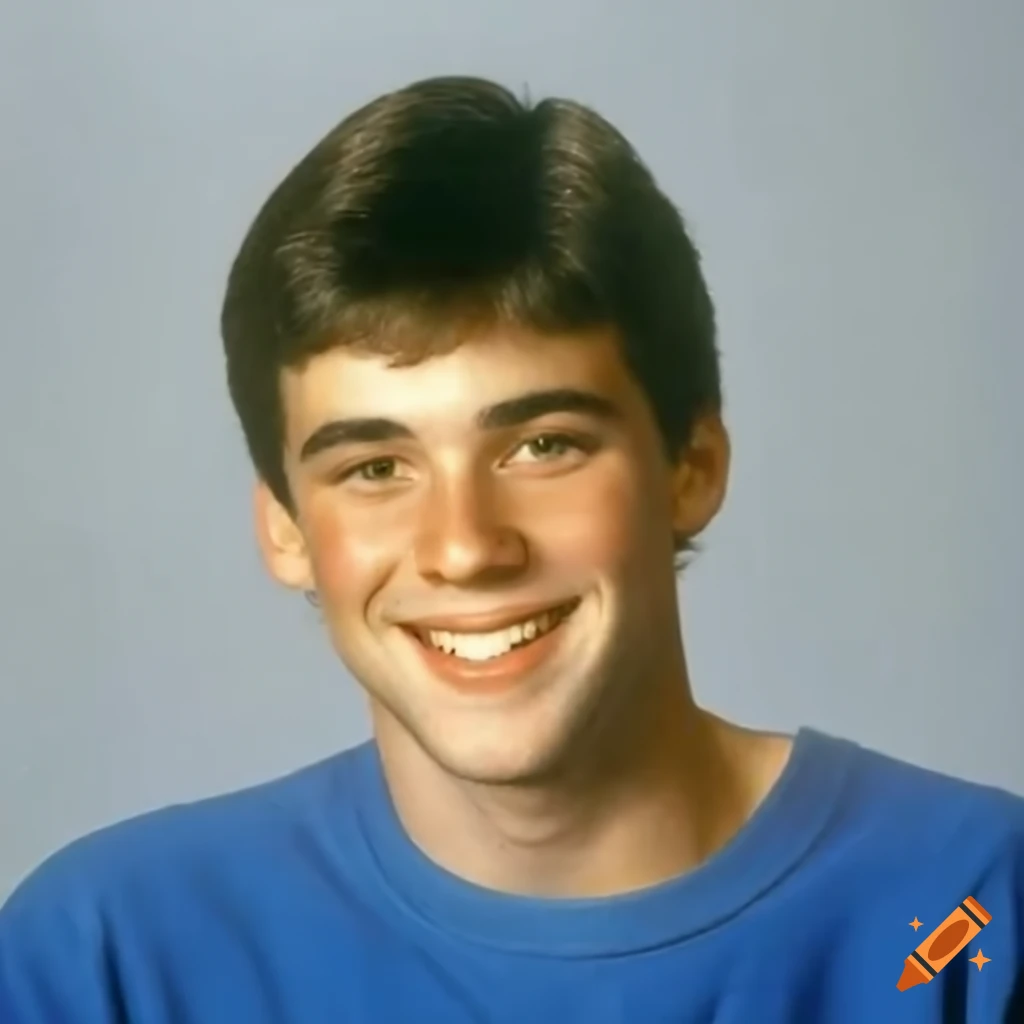Portrait of young Boston man in blue sweatshirt on Craiyon
