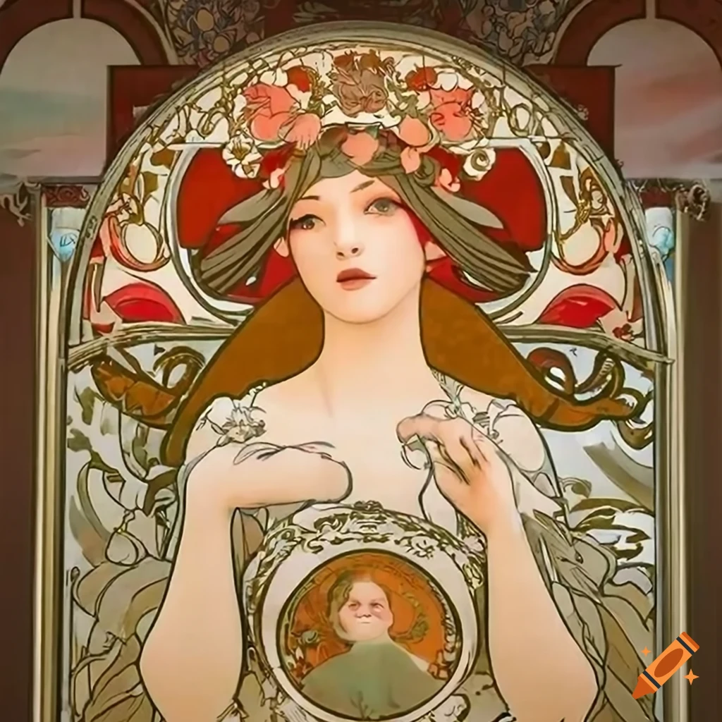 Full-length manga elf art by alphonse mucha on Craiyon