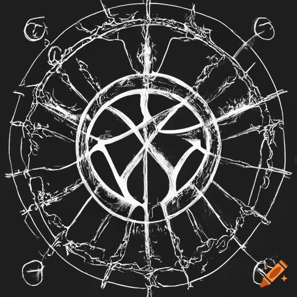 White alchemy symbol representing lust with hyenas on Craiyon