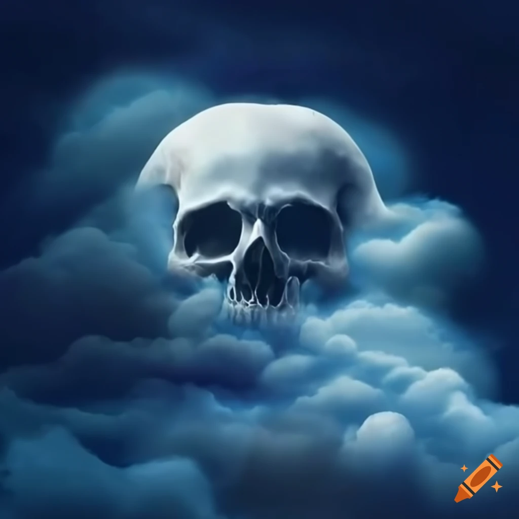 Hyper-realistic skull-shaped cloud formation on Craiyon