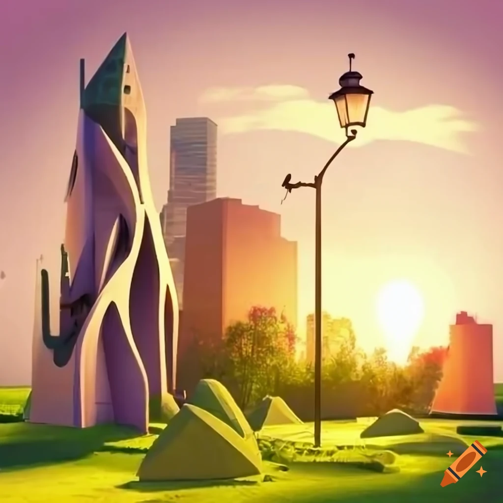 Surrealist urban park design with gothic elements on Craiyon