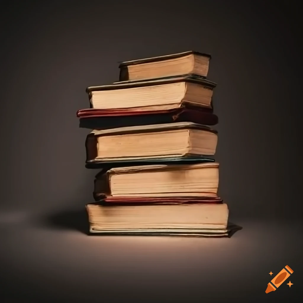 Stack of ancient books on Craiyon