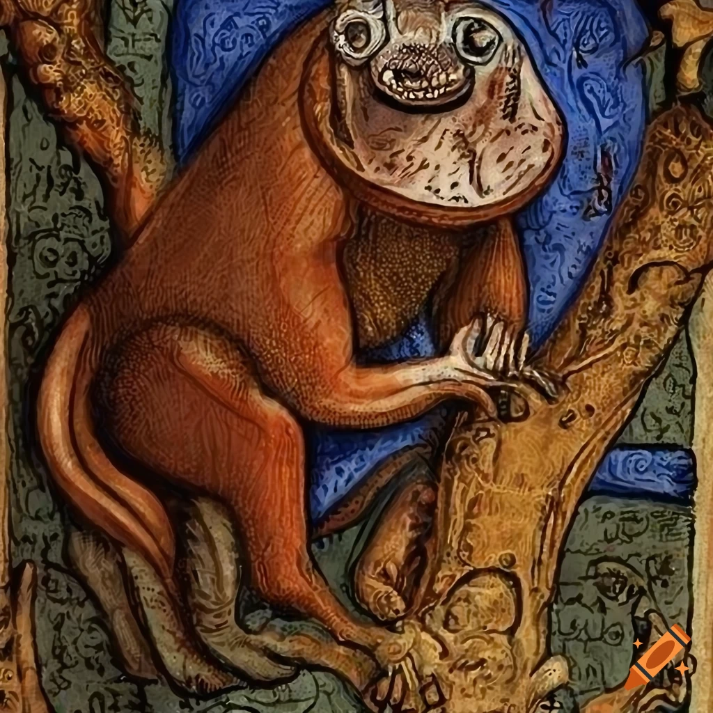 Medieval manuscript illustration of an animal on Craiyon