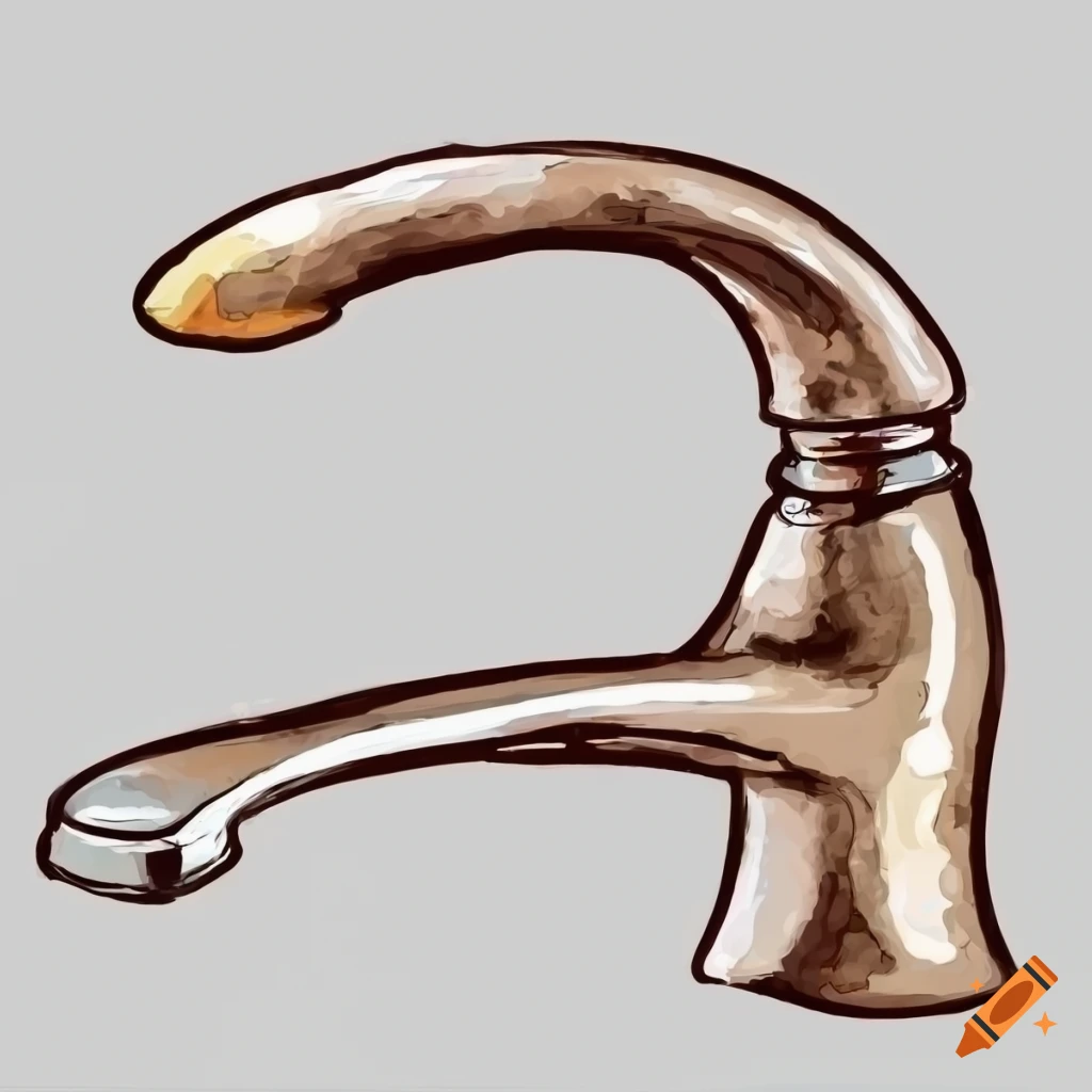 Hand drawn watercolor illustration of a bathroom faucet on Craiyon