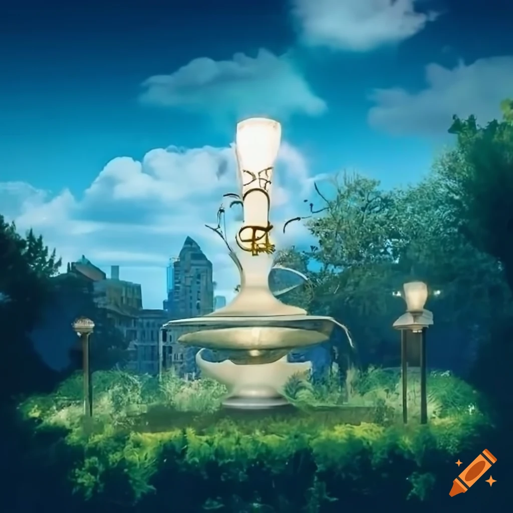 Surrealistic urban park with gothic and futuristic elements on Craiyon