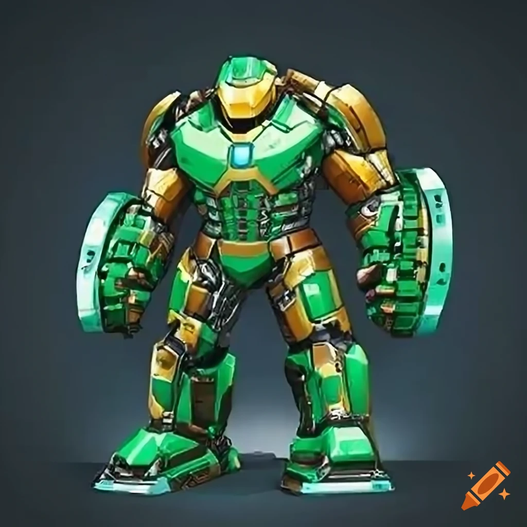Franklin the turtle cyborg in futuristic emerald armor on Craiyon