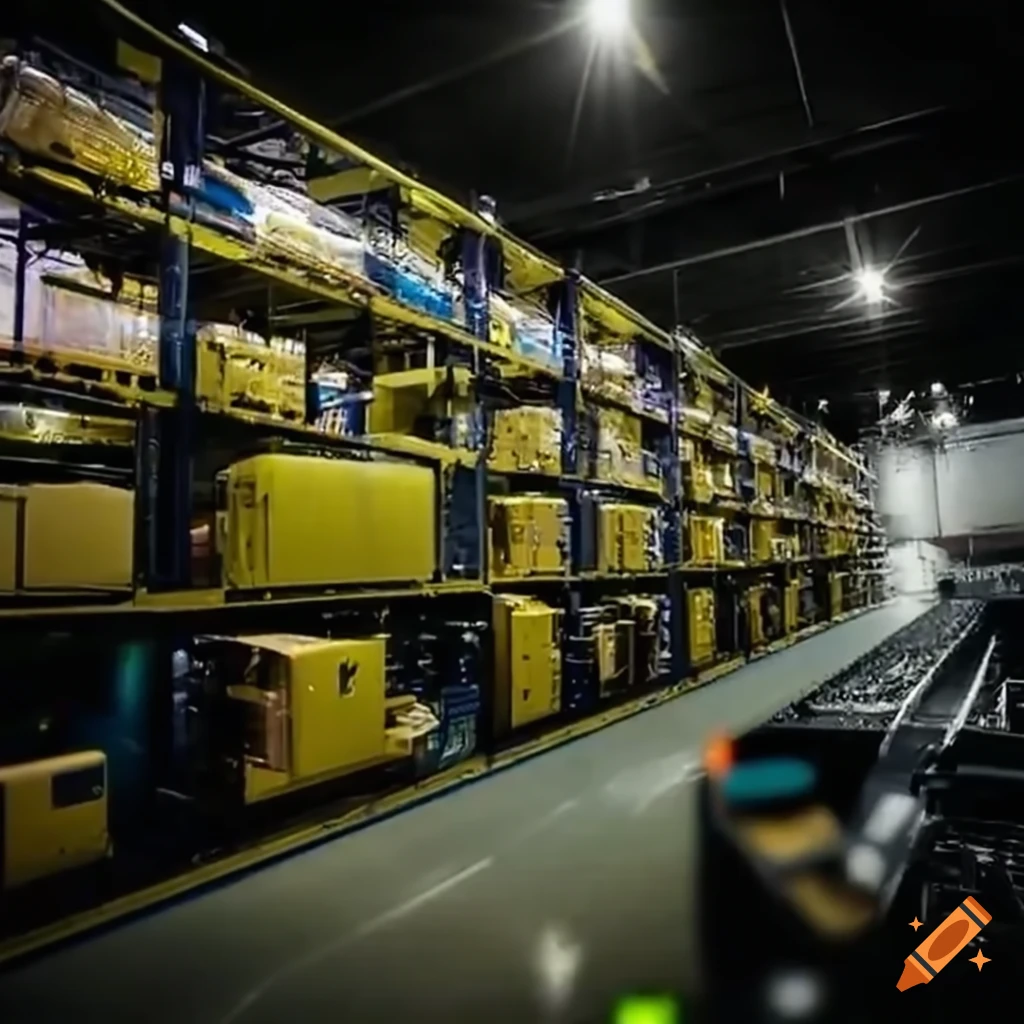 Conveyor system with sorter and singulator at amazon facility on Craiyon