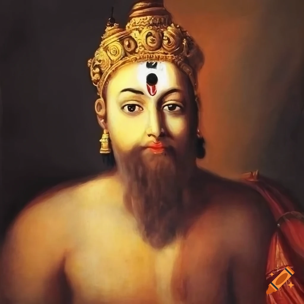 Oil painting of a european hindu king on Craiyon